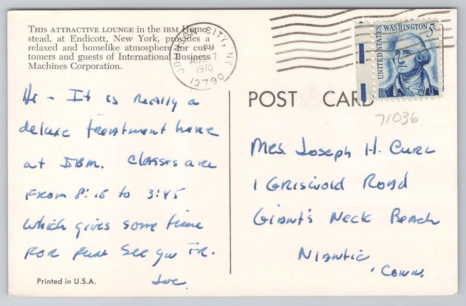 Lounge of IBM Homestead in Endicott New York c1970 Postcard | eBay