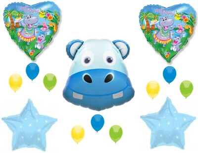 Dancing Hippo Birthday Party balloons decorations supplies Hippopotamus ...