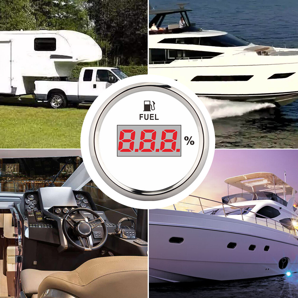 White Dial 2in 190ohm Fuel Gauge Digital Oil Level Meter Percentage For ...