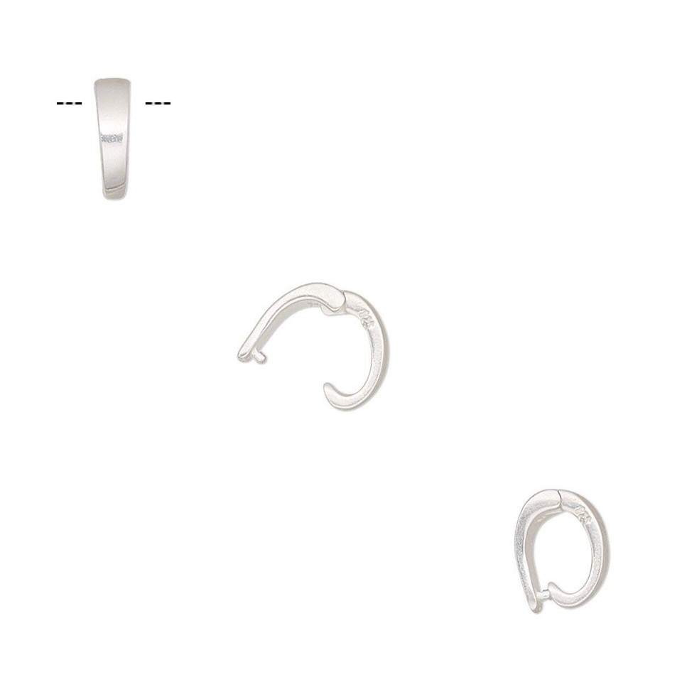 Bail, 1 SMALL Sterling Silver 8x6mm Hinged Oval Bail For Pendants with ...