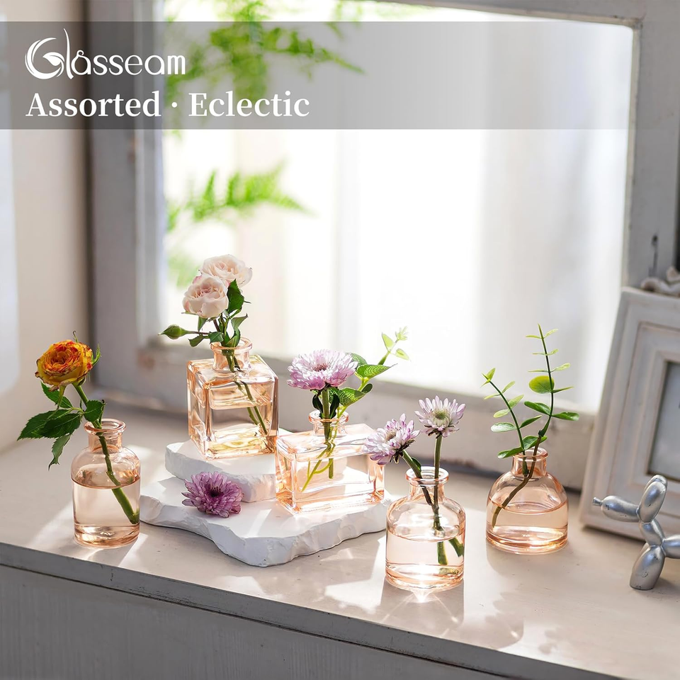 Florero de vidrio ámbar: mini floreros pequeños para centros de mesa | eBay