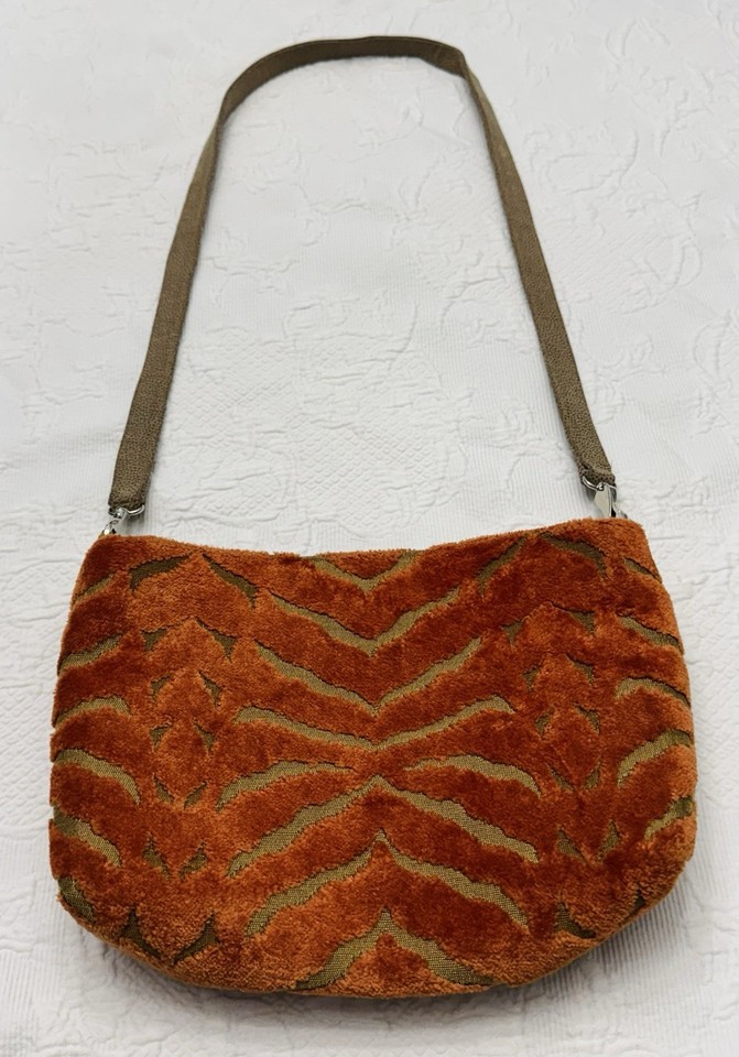 Baxter Designs Purse Cross Body Clutch Burnt Dark Orange Zebra Pattern ...