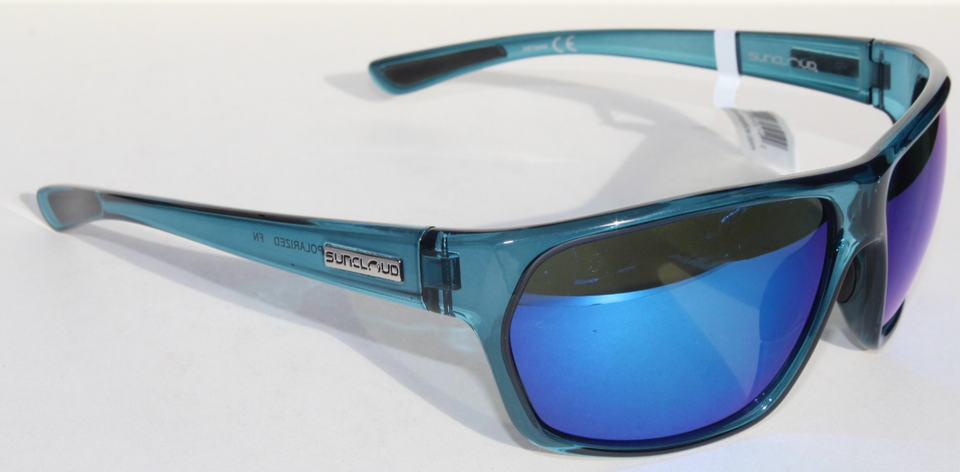 SUNCLOUD Boone POLARIZED Sunglasses Crystal Marine/Aqua Blue Mirror NEW ...