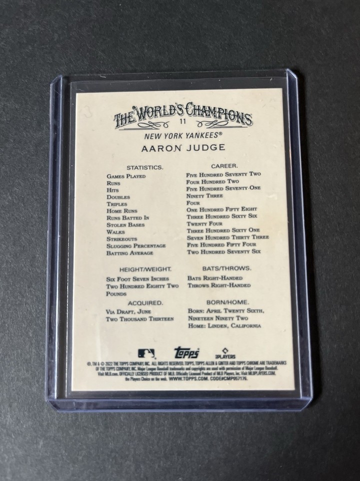 2022 Topps Allen & Ginter Chrome - Aaron Judge #11 Refractor | eBay