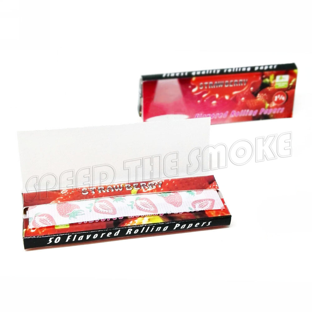 10 × STRAWBERRY Flavored Cigarette Rolling Paper 1 1/4 Size 50 Papers ...