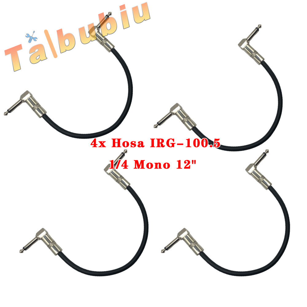 4xLow Profile Guitar Effect Right Angle Patch Cables Hosa IRG-100.5 1/4 ...