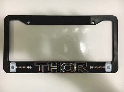 THOR Avengers Super Hero Norse Ragnar√∂k Hammer Black License Plate Frame