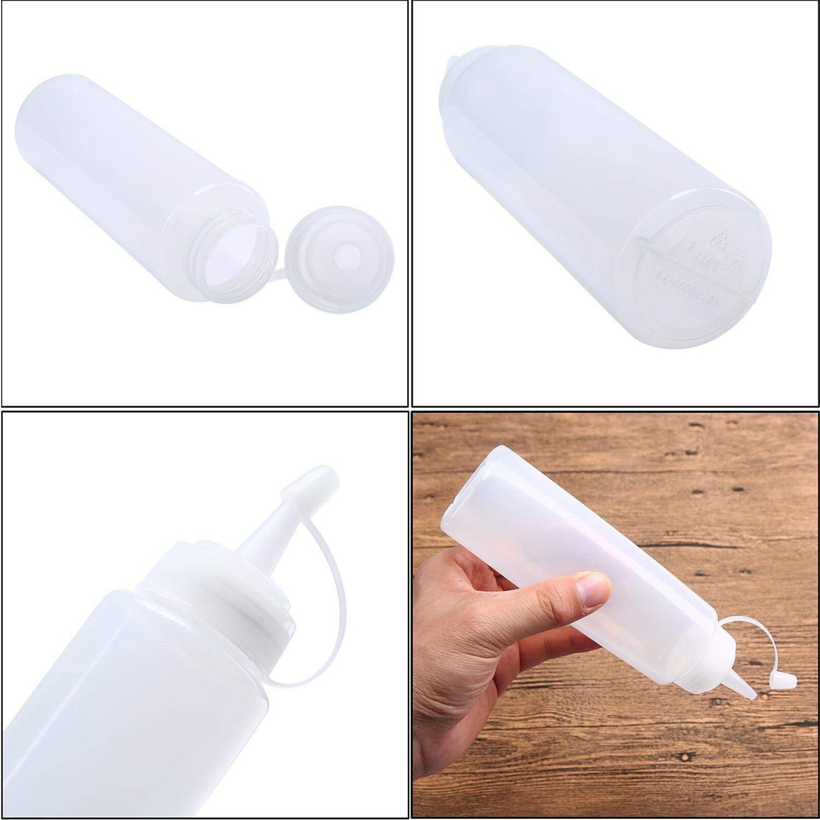 6PC Multipurpose Condiment Bottles Reusable Plastic Containers With ...