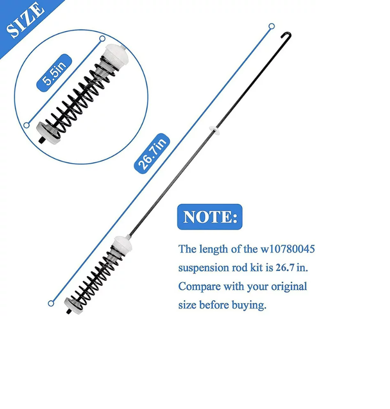 W10780045 Whirlpool Washer Suspension Rod Kit. OEM, Original Whirlpool ...