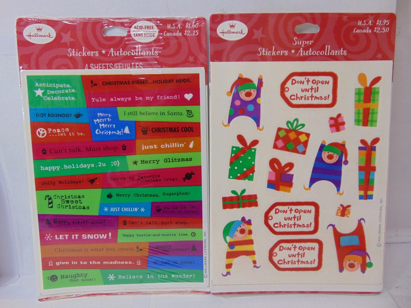 6 PACKAGES OF CHRISTMAS CARD SEALS HALLMARK-PLUS MARK GOLD-CLIFFORD ...