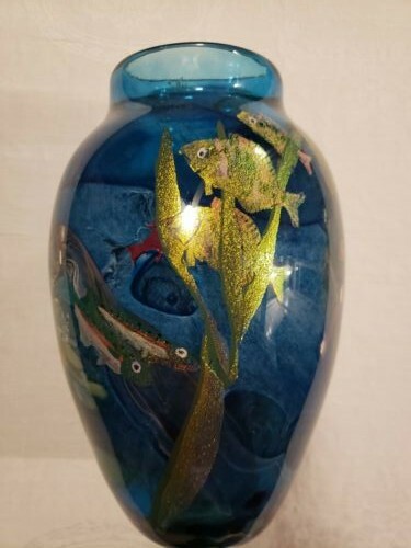 Signed David Small Art Glass Vase Marine Reliquary Series | eBay