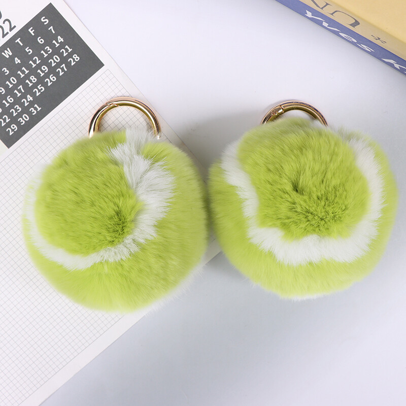 Soft Fluffy Tennis Ball Plush Keychain Plush Ball Keyring Backpack ...