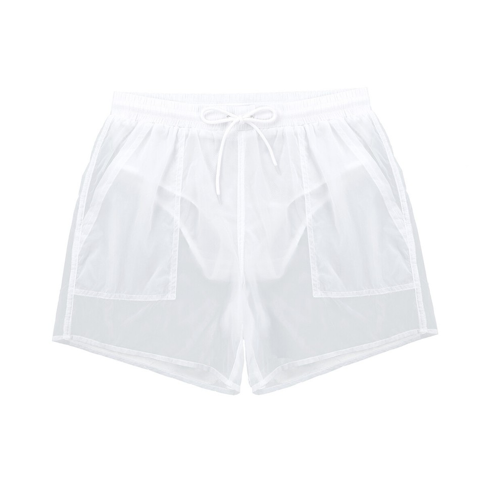 Mens See Through Mesh Boxer Shorts Trunk Drawstring Quick Dry Swimwear ...