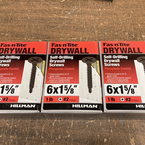 Hillman Fast'n'Tite Drywall 6X1 5/8 1 Pound 190 Pc Lot Of 3 NEW | eBay