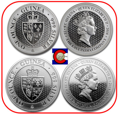 2018-2019 St. Helena 1 oz Silver £1 Spade Guinea Shield Coins direct ...