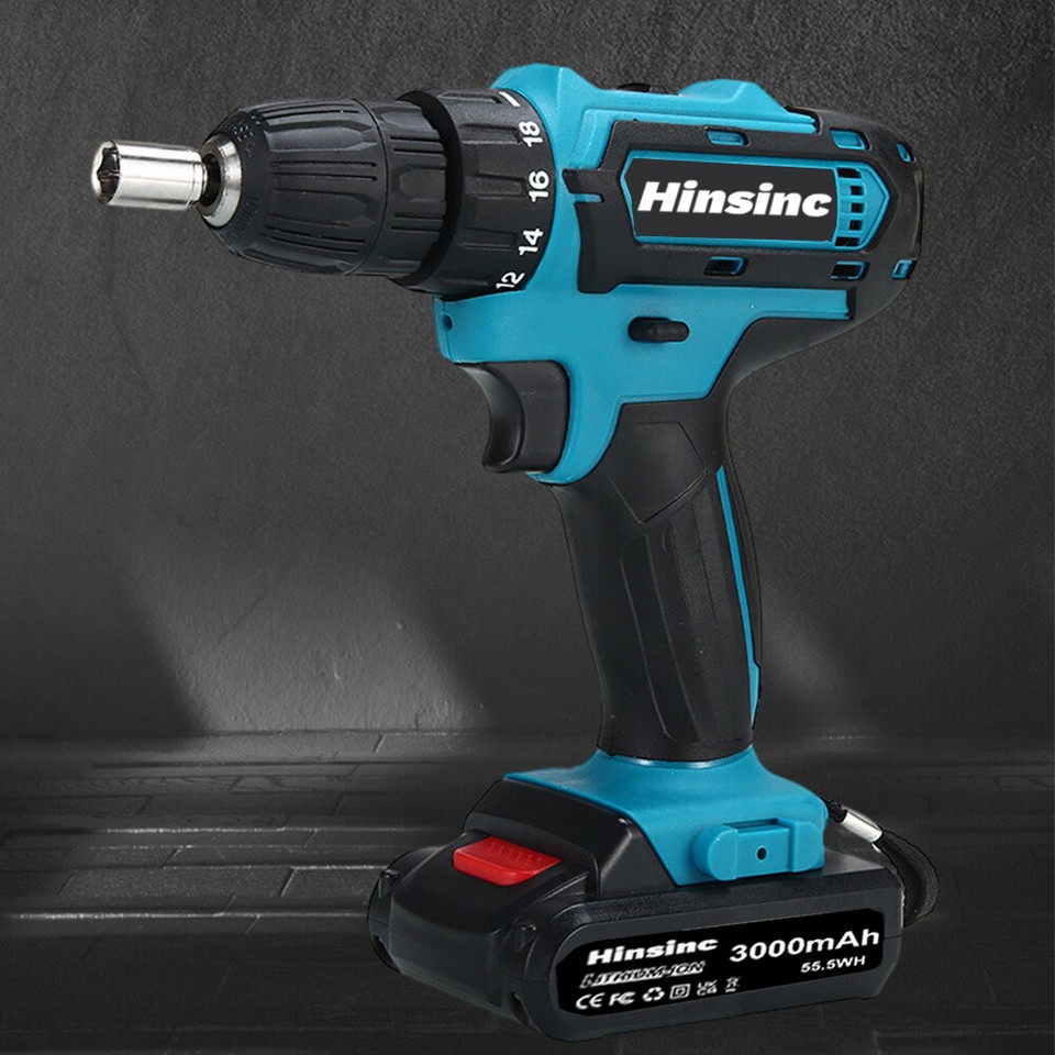 2 Battery Cordless Drill Combi Driver High Power Electric Screwdriver ...