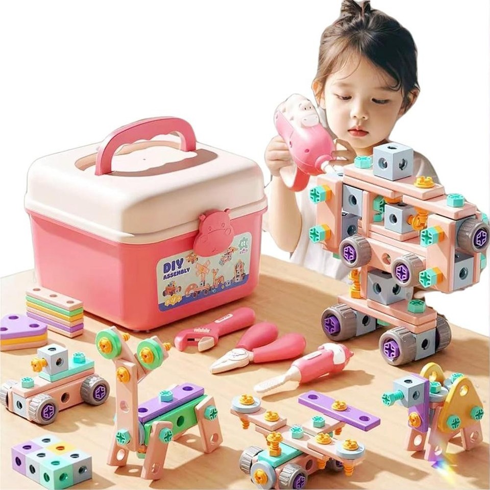 146PCS Creative Engineering Building Toys and Portable Toolbox Kids ...