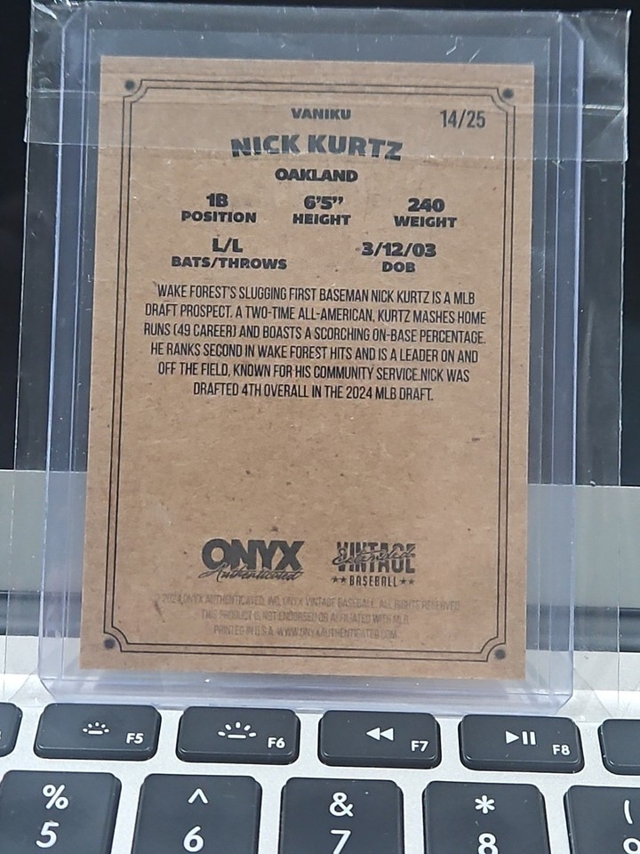 Nick Kurtz 14/25 Rookie Auto 2025 Onyx Red Ink Autograph Vintage ...