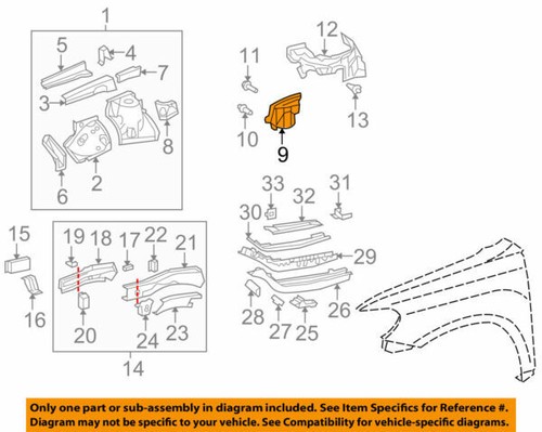 53737-33020 Toyota Seal, front fender apron, lh 5373733020, New Genuine ...