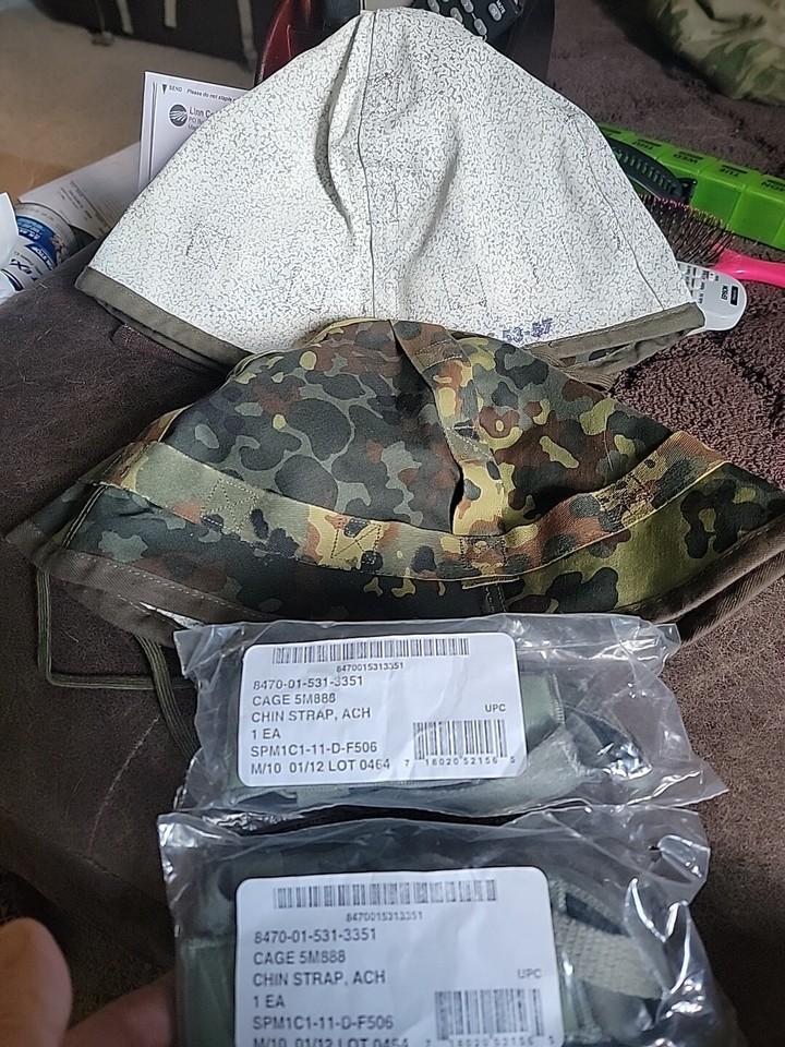 West German Army Flecktarn Camo Helmet Cover Snow Reversible +2 ACH ...