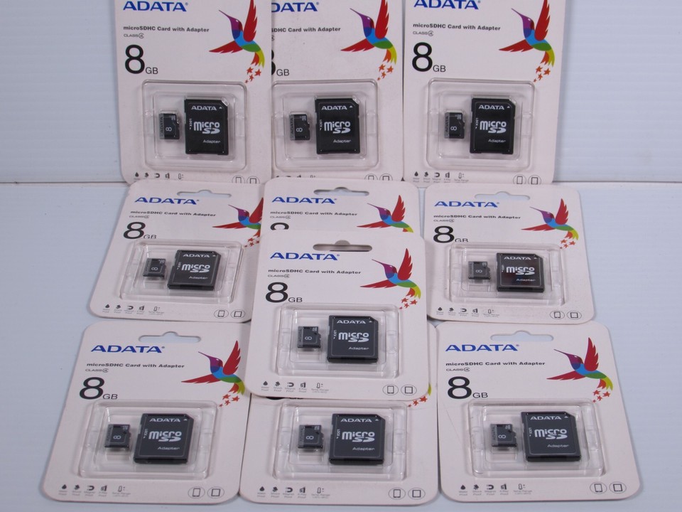 ADATA Micro SD HC Card 8GB Memory card with adapter bulk wholesale Lot ...