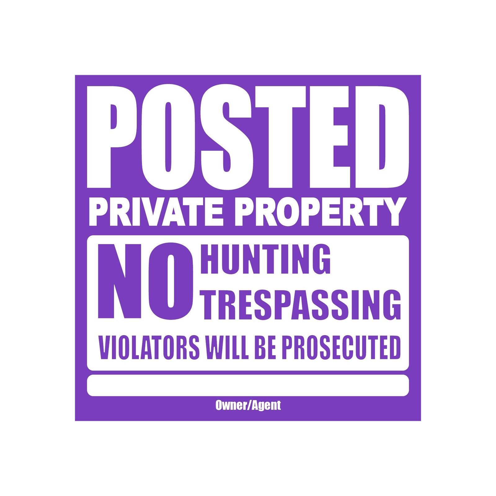 Posted Sign Purple Private Property for outdoors - 11" x 11" 100 per ...