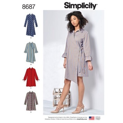 Simplicity 8687 Side Tie Wrap Dress or Swing Dress PLUS 20W-28W UNCUT Pattern | eBay
