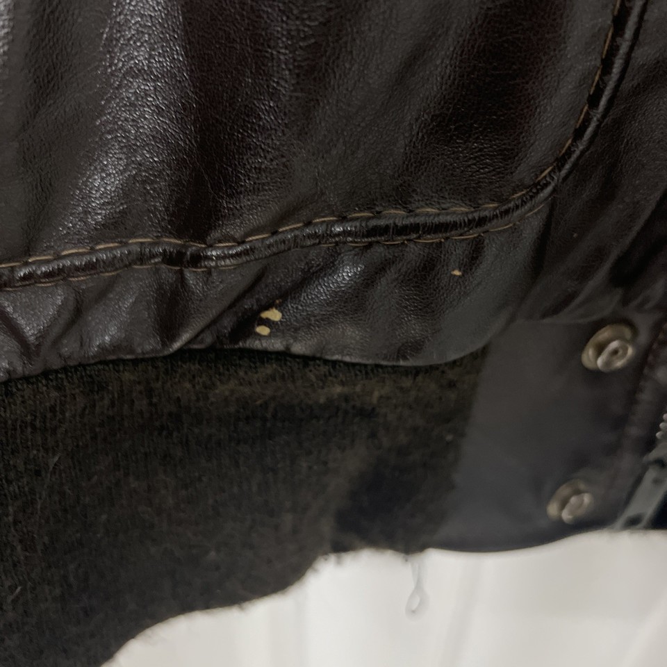 Vintage Brown Leather US B-15 Bomber Jacket Serval Zipper Size 38 Fur ...