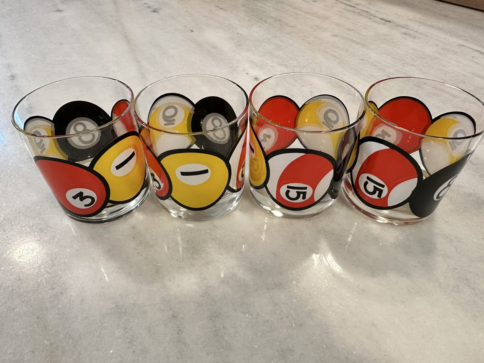 Vintage Anchor Hocking Drinking Glasses Billiard Pool Ball - Set Of 4 ...