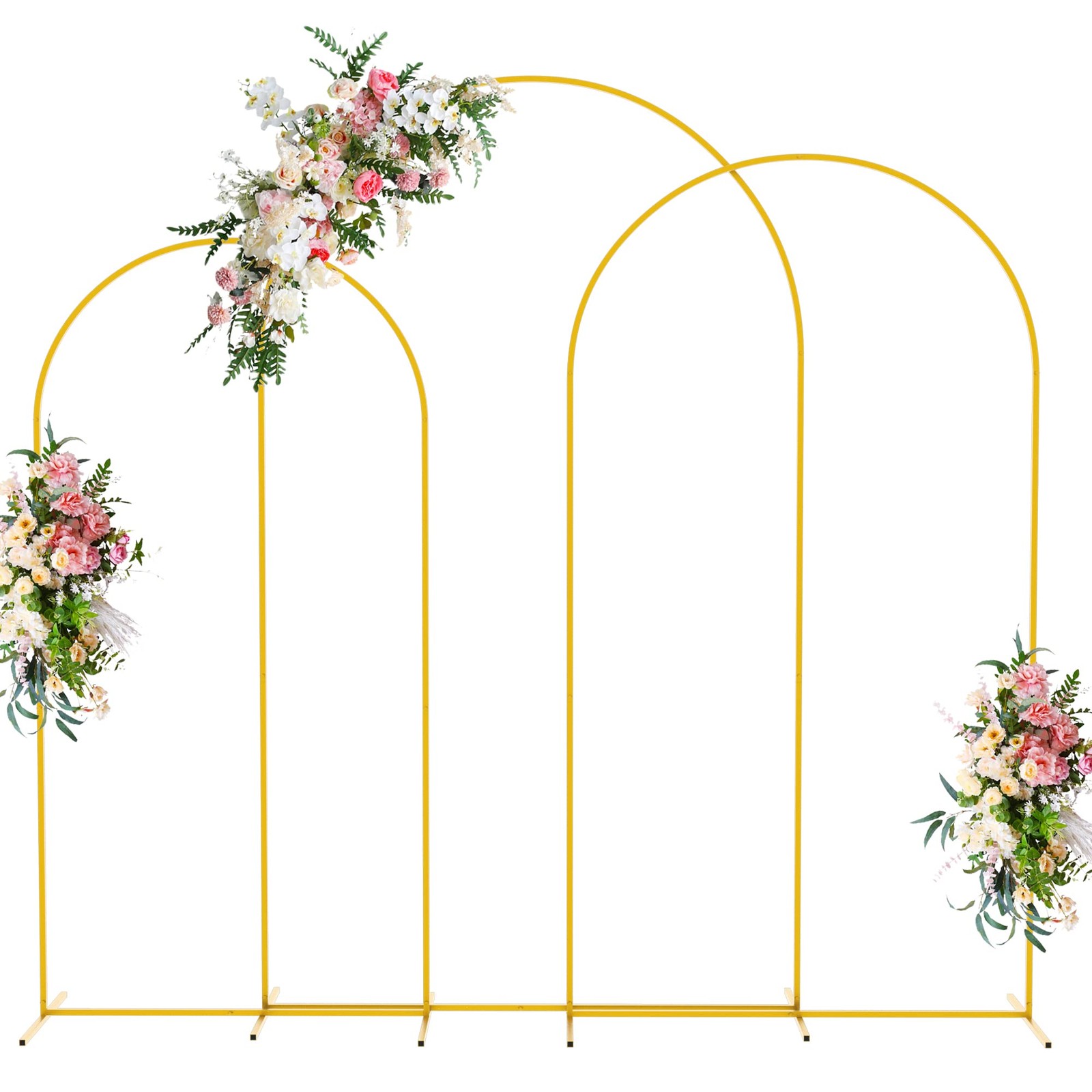 Wedding Arch Backdrop Stand 8FT, 7.2FT, 6.6FT Set of 3 Gold Metal Arch ...