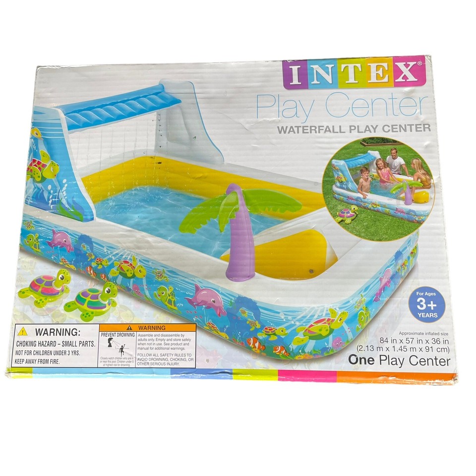 Intex Kiddie Inflatable Pool Waterfall Play Center with Slide Toys ...