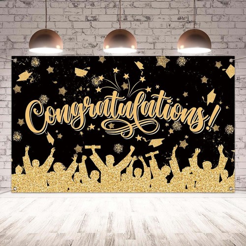 Black and Gold Congratulations Photo Backdrop for Photography Congrats Grad | eBay