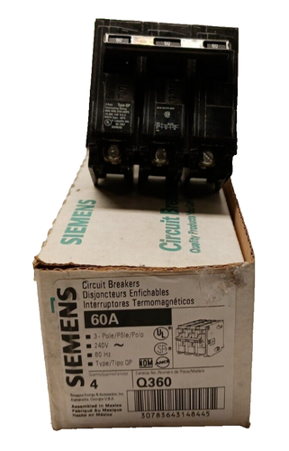 NEW SIEMENS 60 AMP CIRCUIT BREAKER 3 POLE 240 VAC Q360 | eBay