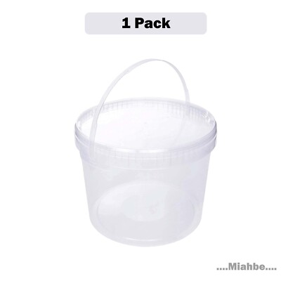 BenBow Bucket with Lid GAL Plastic Storage Container - 5Ltr Tub Clear ...