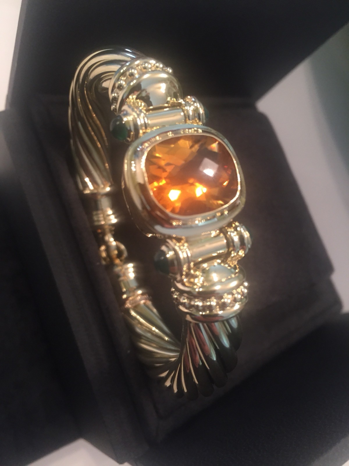 David Yurman 14K Renaissance Citrine Emeralds 10mm Ca… - Gem