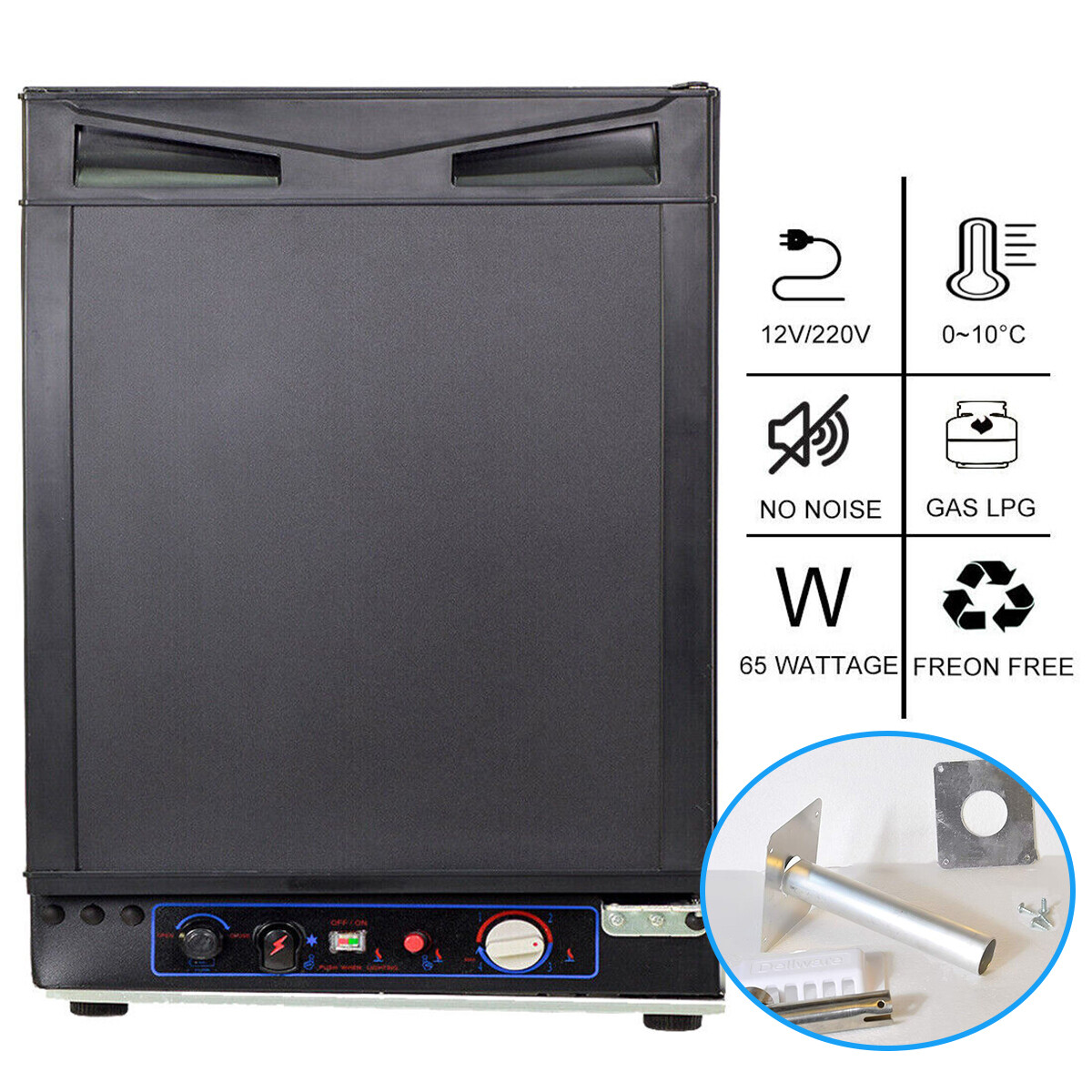 Smad 1.4 cu ft 3 Way Camper Refrigerator Propane Gas Fridge RV w/ Flue ...