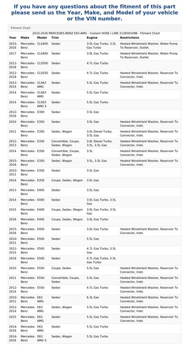 2010-2016 MERCEDES-BENZ E63 AMG - Coolant HOSE / LINE 2128301096 | eBay