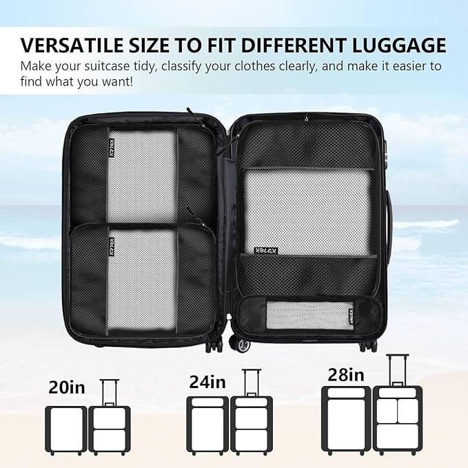 Compression Packing Cubes Set 5 Lightweight Luggage Bags For Travel ...