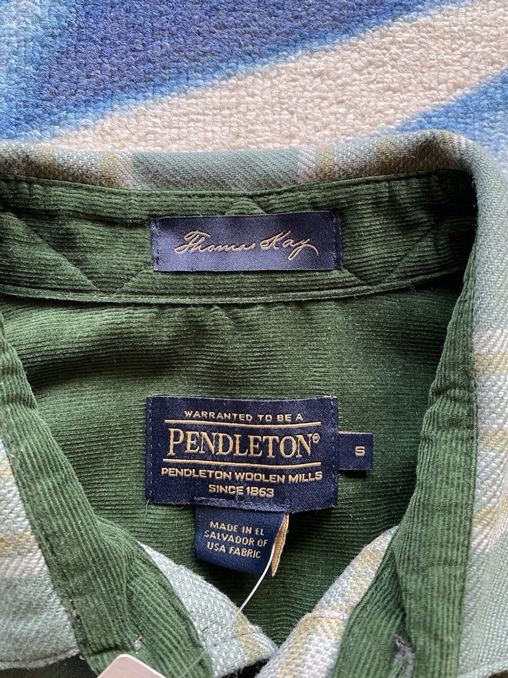NWT Pendleton Thomas Kay Flannel Shirt Mens Sz S 100% Virgin Wool Green Hunting | eBay