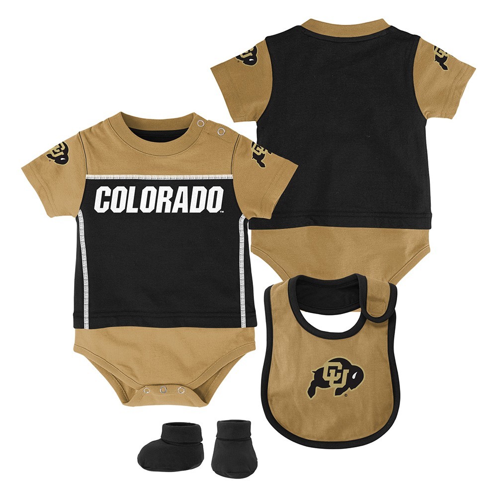 Colorado Buffaloes NCAA Infant Black "Lil Jersey" Creeper, Bib & Bootie ...