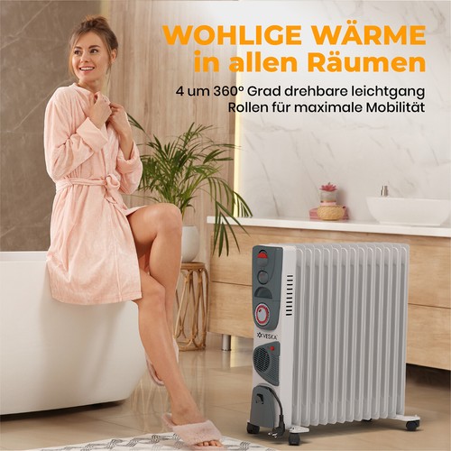 Öl Radiator Elektroheizung bis 2500W / 2900W Heizkörper Heizung Elektrisch Timer | eBay