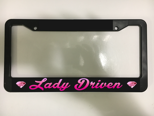 LADY DRIVEN FEMALE WOMEN CLASSY DIAMOND WOMAN PINK Black License Plate ...