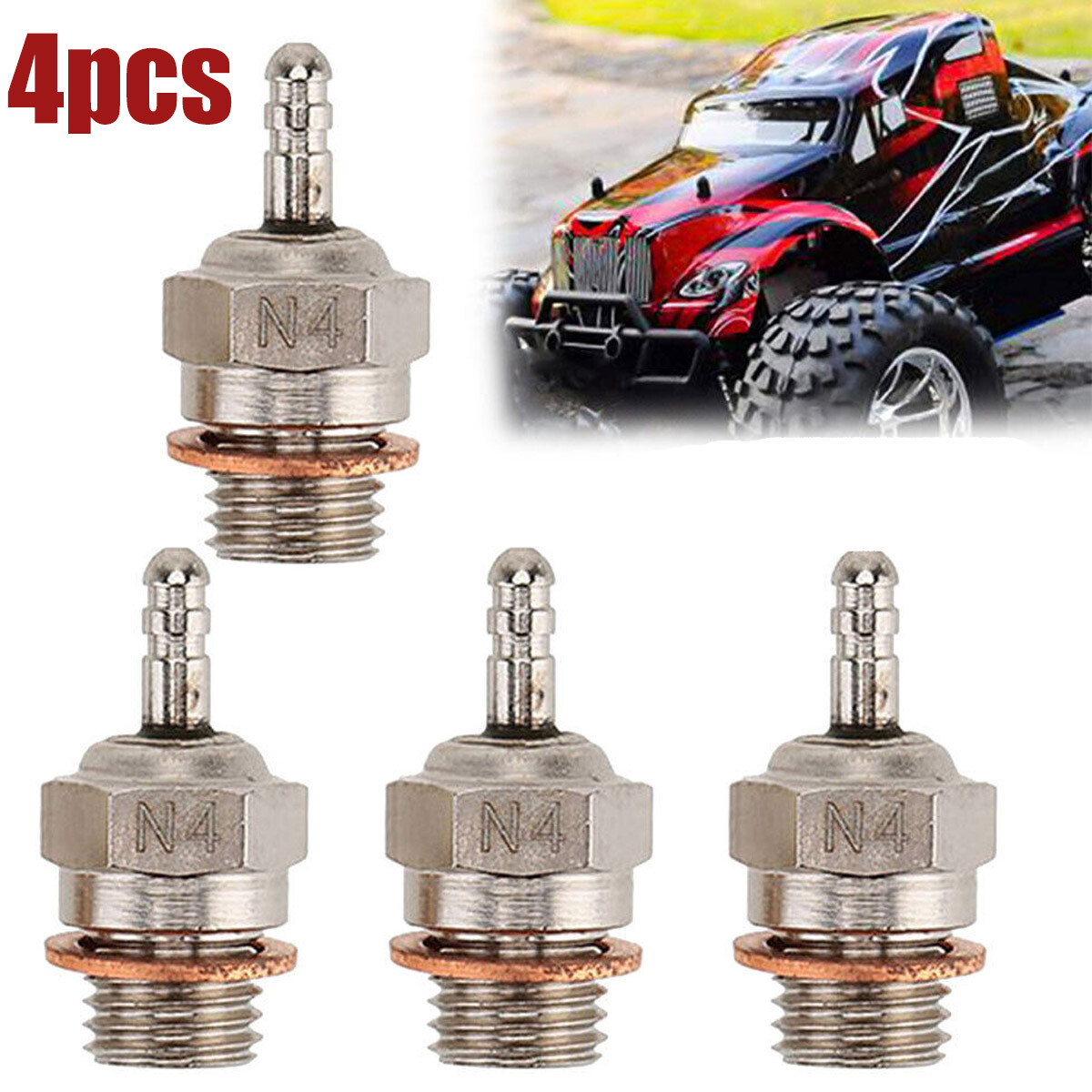 4PCS 70117 Spark Hot Glow Plug N4 For 1/10 1/8 Nitro Truck RC Car HPI ...