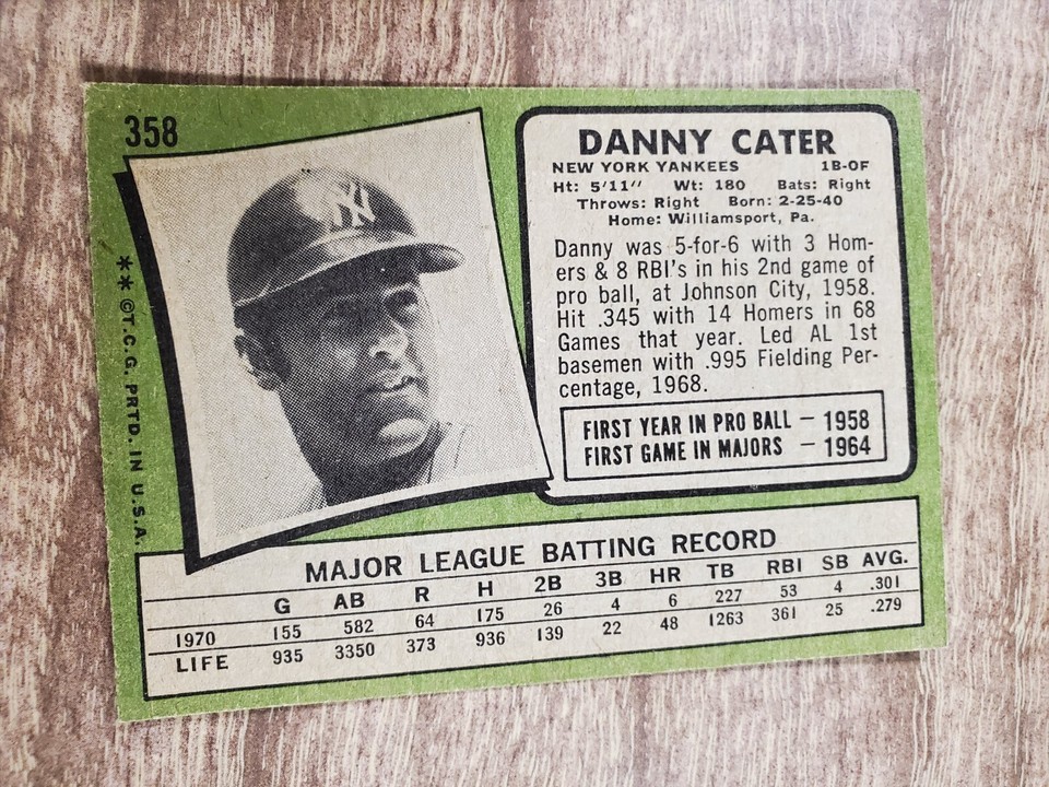 Danny Cater 1971 Topps #358 | eBay