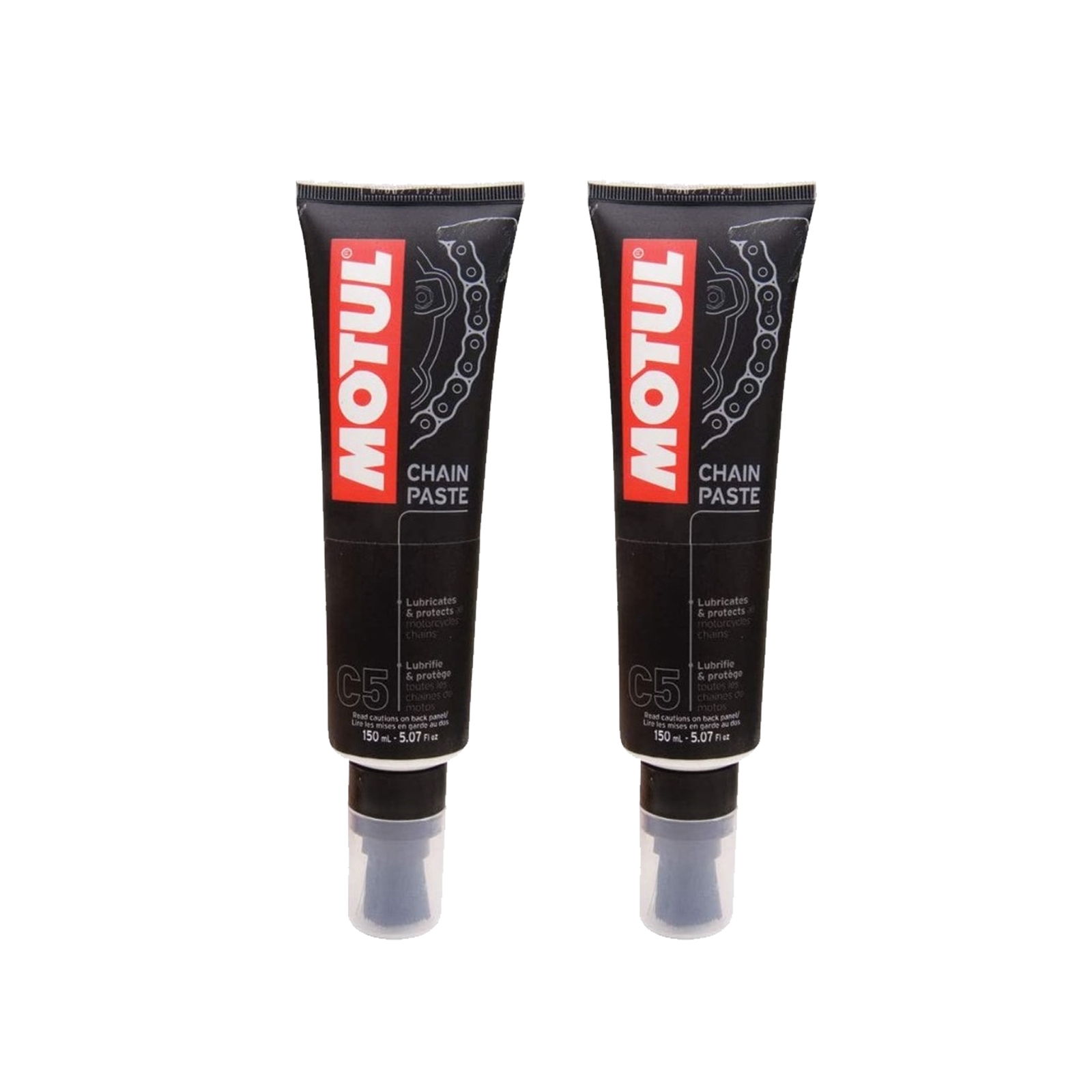Motul C5 CHAIN PASTE No-Mess Applicator Brush 0.3L Chain Lubricant 2 x ...