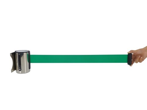 Stanchion Queue Barrier Post Wall Mount Retractable Ribbon 9.5' Belt ...