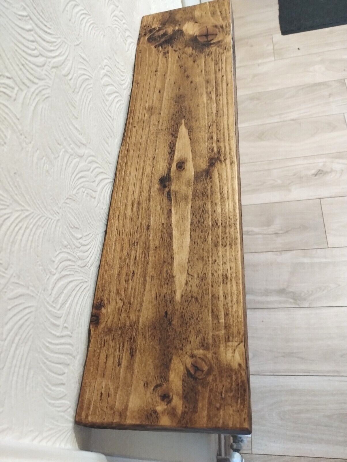 Rustic Reclaimed Floating Chunky Wooden shelf with brackets radiator ...