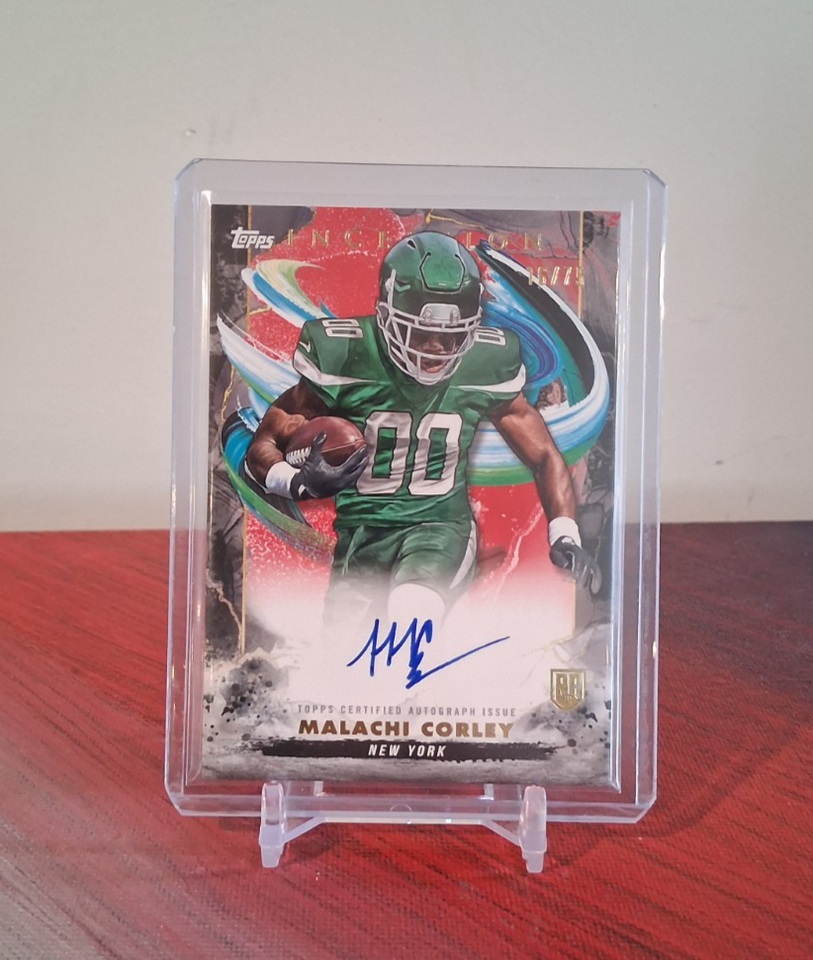 Malachi Corley /75 Rookie On Card Autograph Card 2024 Topps RA-MC Jets ...