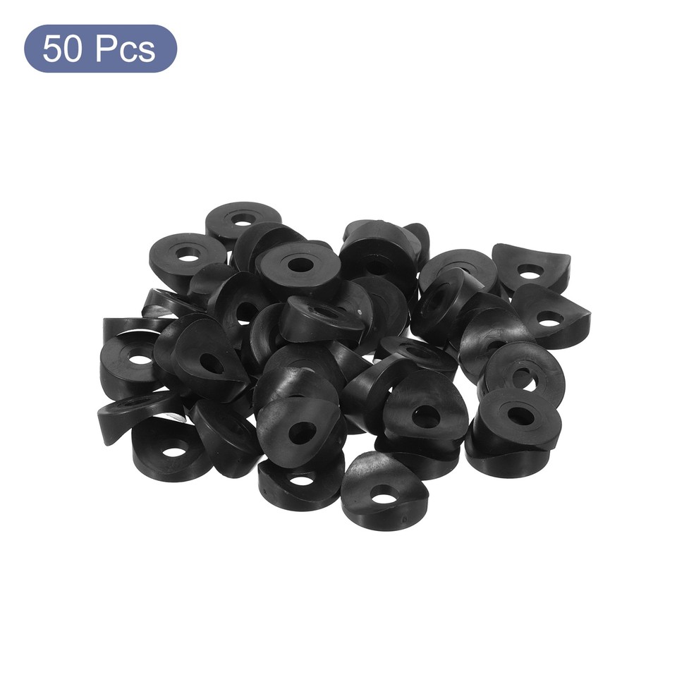50Pcs Plastic Round Washers, 6mm x 19mm x 3mm Black PE Concave Washer ...