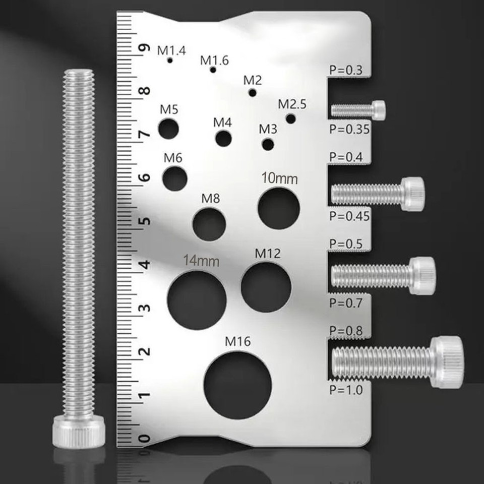 Screw Thread Pitch Gauge Ruler for Measuring Bolt Nut Sizes Stainless ...